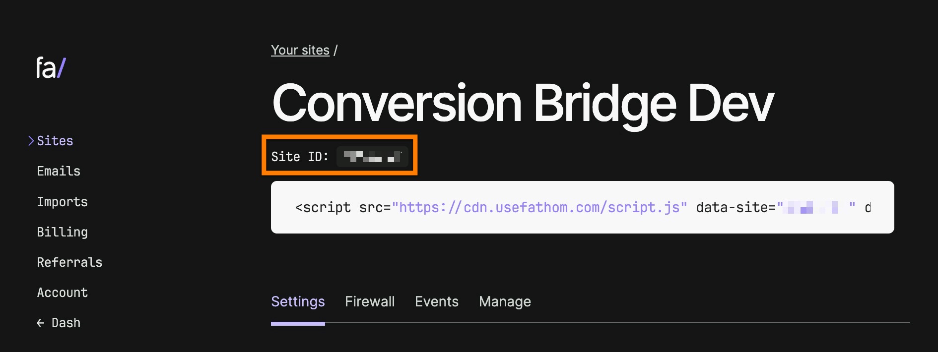 Configuring Fathom Analytics for Tracking in Conversion Bridge