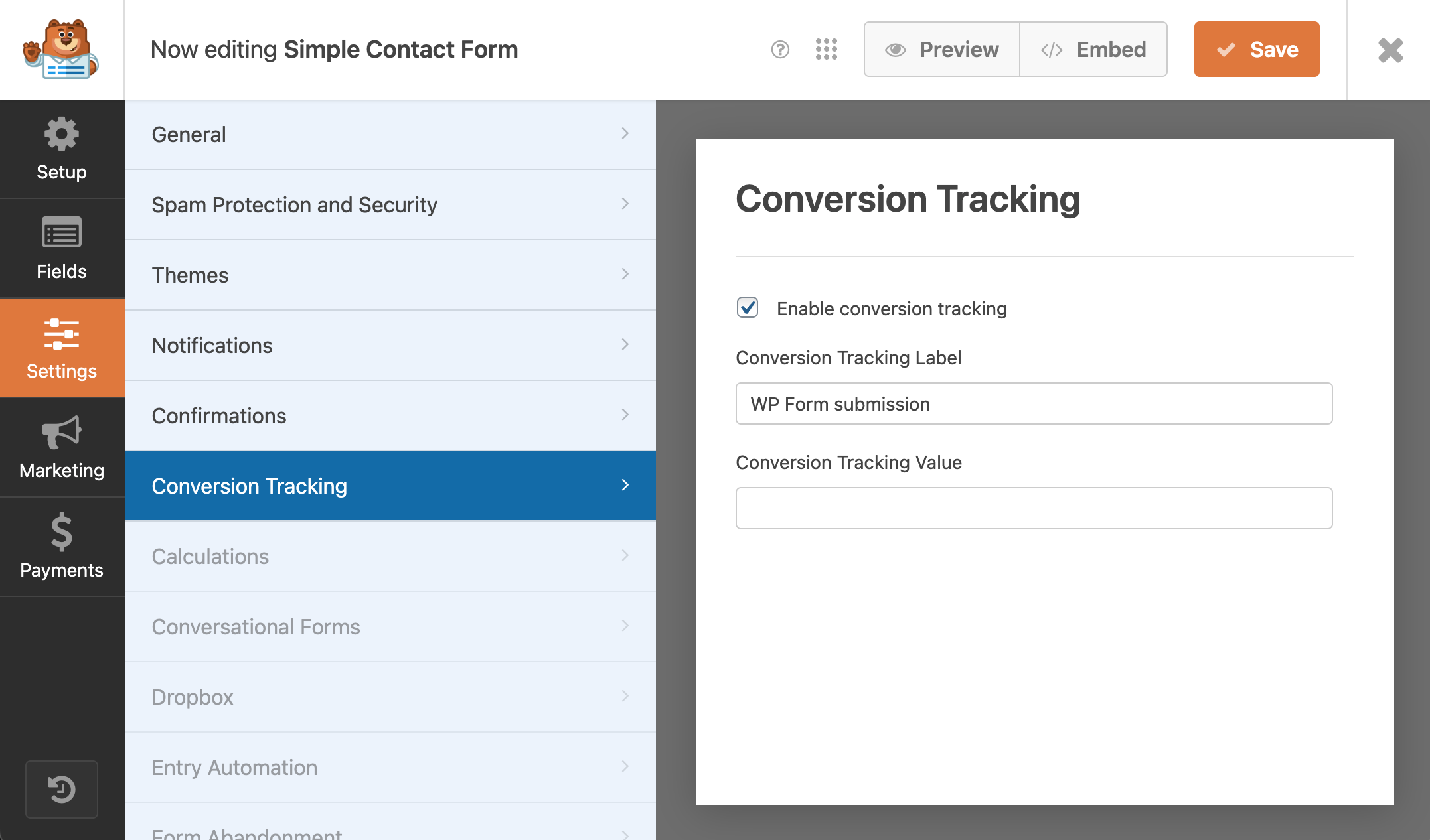 WP Forms - Conversion Bridge